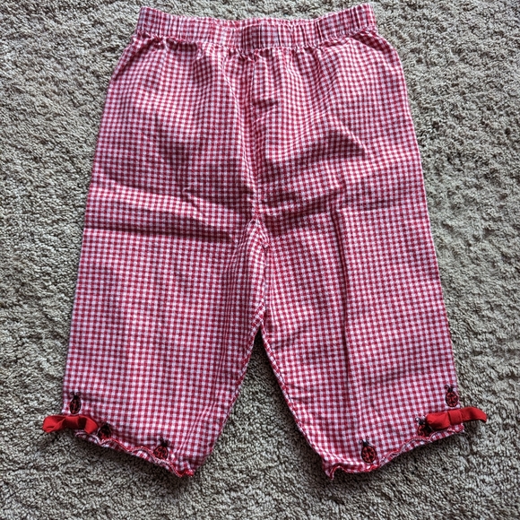 Bottoms | Girls Red White Gingham Ladybug Capri Pants Size 5 | Poshmark